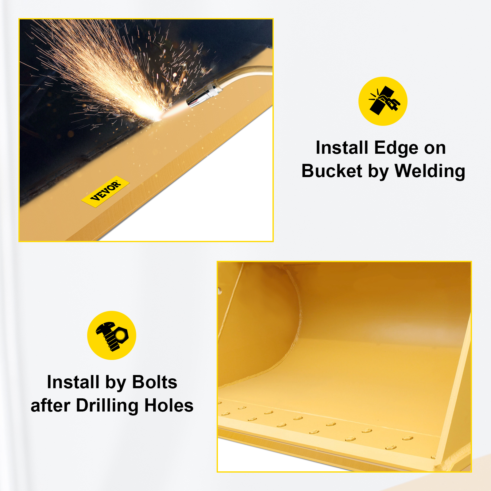 VEVOR Bucket Cutting Edge, 72x4x1/2" Bucket Edge, Weld-on and Bolt-on ...