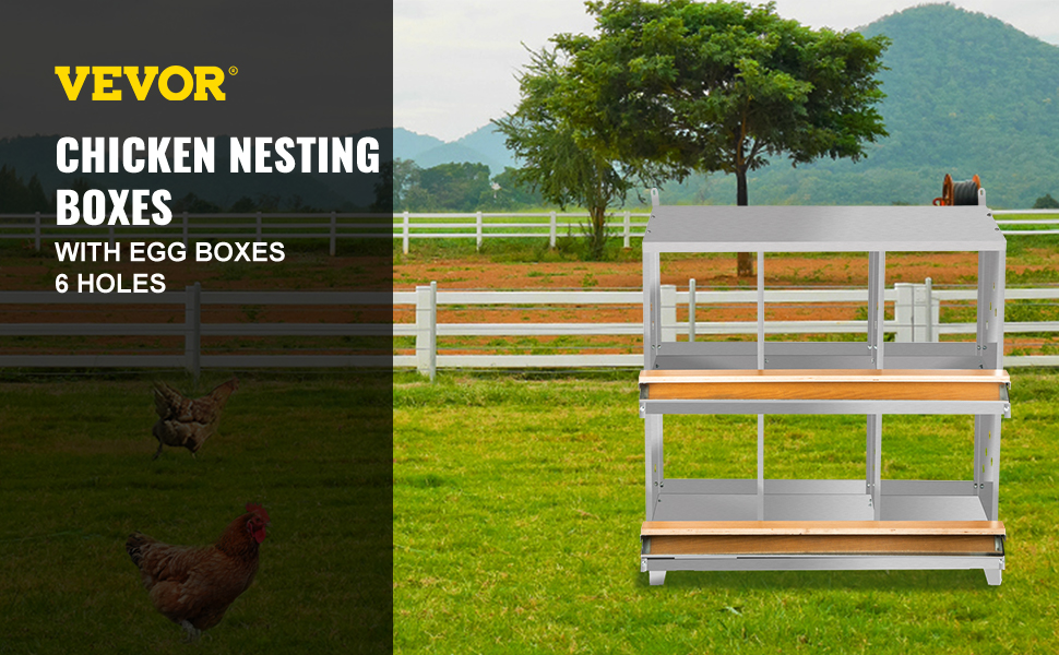 VEVOR Poultry Roll Away Nest Box Chicken Laying Nest 6-Hole Egg ...