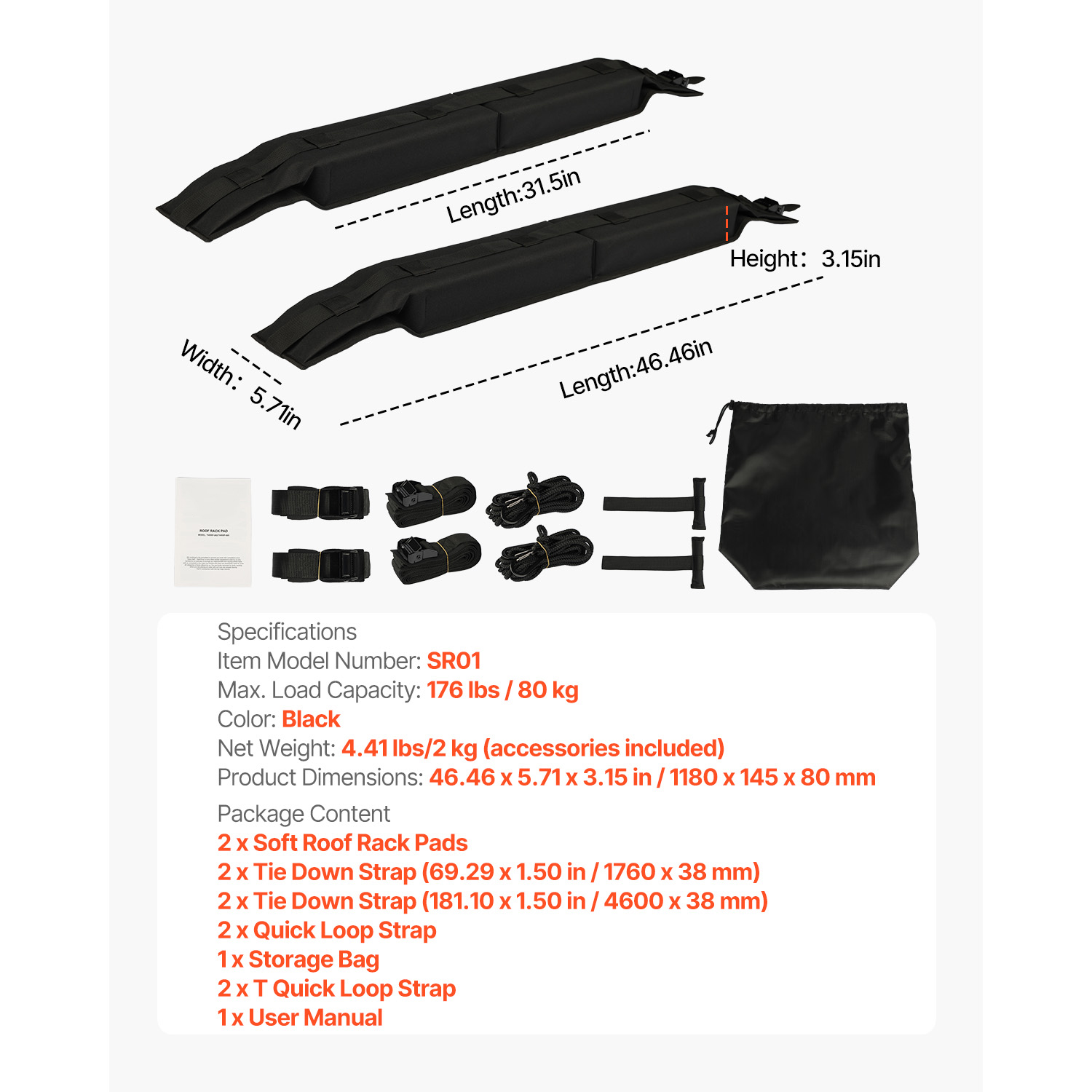 Mophorn Soft Roof Rack Pads, 31.5" Universal for Car, 176LBS Capacity ...