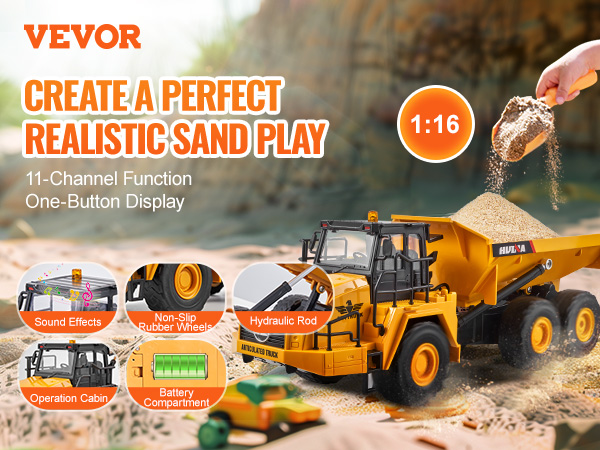 VEVOR RC Fjärrkontroll Dumper Leksak Konstruktion Fordon Leksak 11CH 1: ...