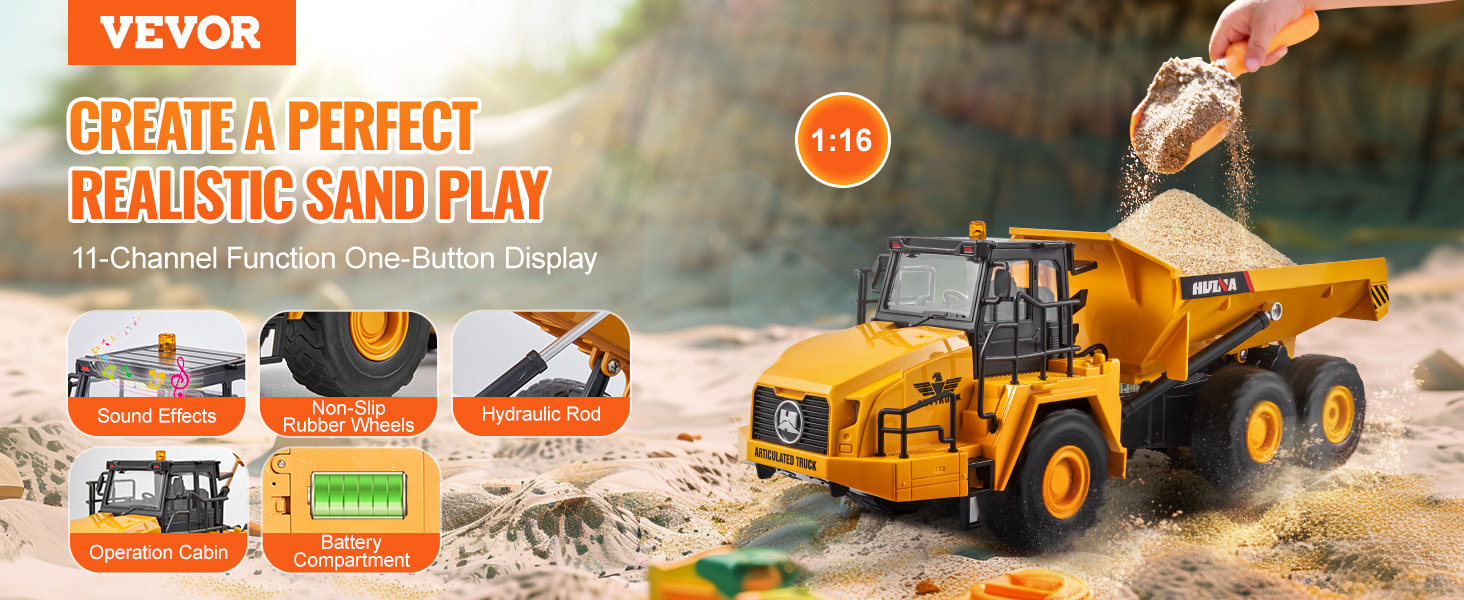 VEVOR RC Fjärrkontroll Dumper Leksak Konstruktion Fordon Leksak 11CH 1: ...