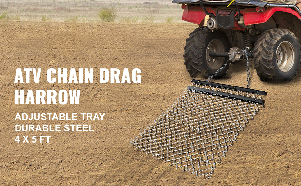 Mophorn 4' x 5' Drag Harrow, ATV Chain Harrow, UTV Tractor Attachment ...