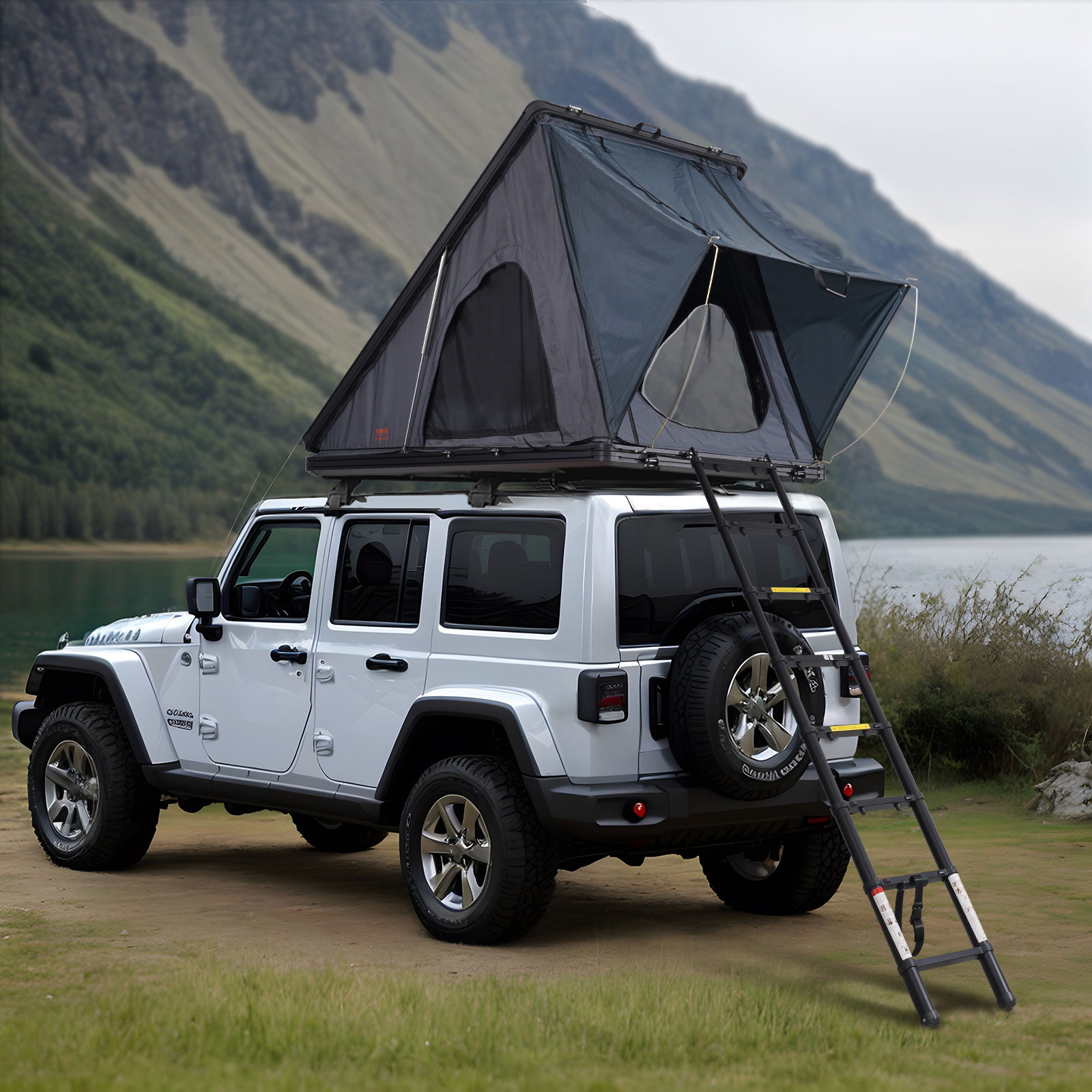Hard Shell Triangle Roof Top Tent Pop-up Camping Tents W/ Ladder for ...