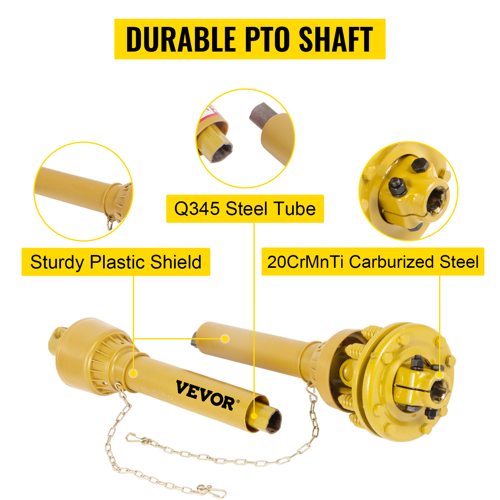 VEVOR PTO Shaft, 1-3/8" PTO Drive Shaft, 6 Spline Both Ends PTO ...