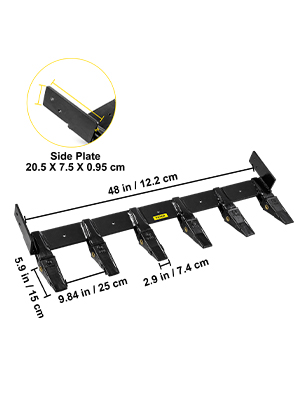 VEVOR Bucket Tooth Bar, 48'' Inside Bucket Width Tractor Bucket Teeth ...