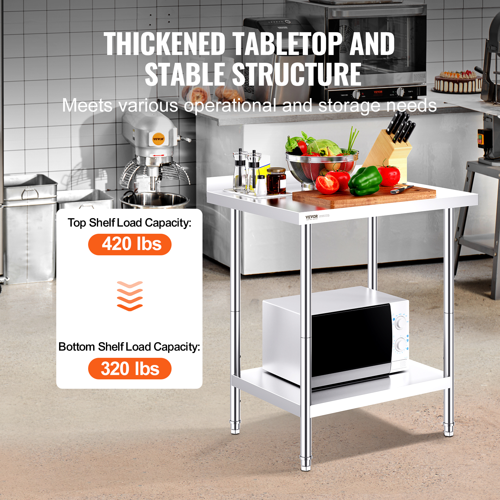 Stainless Steel Food Prep Work Table Kitchen Work Table With Backsplash ...