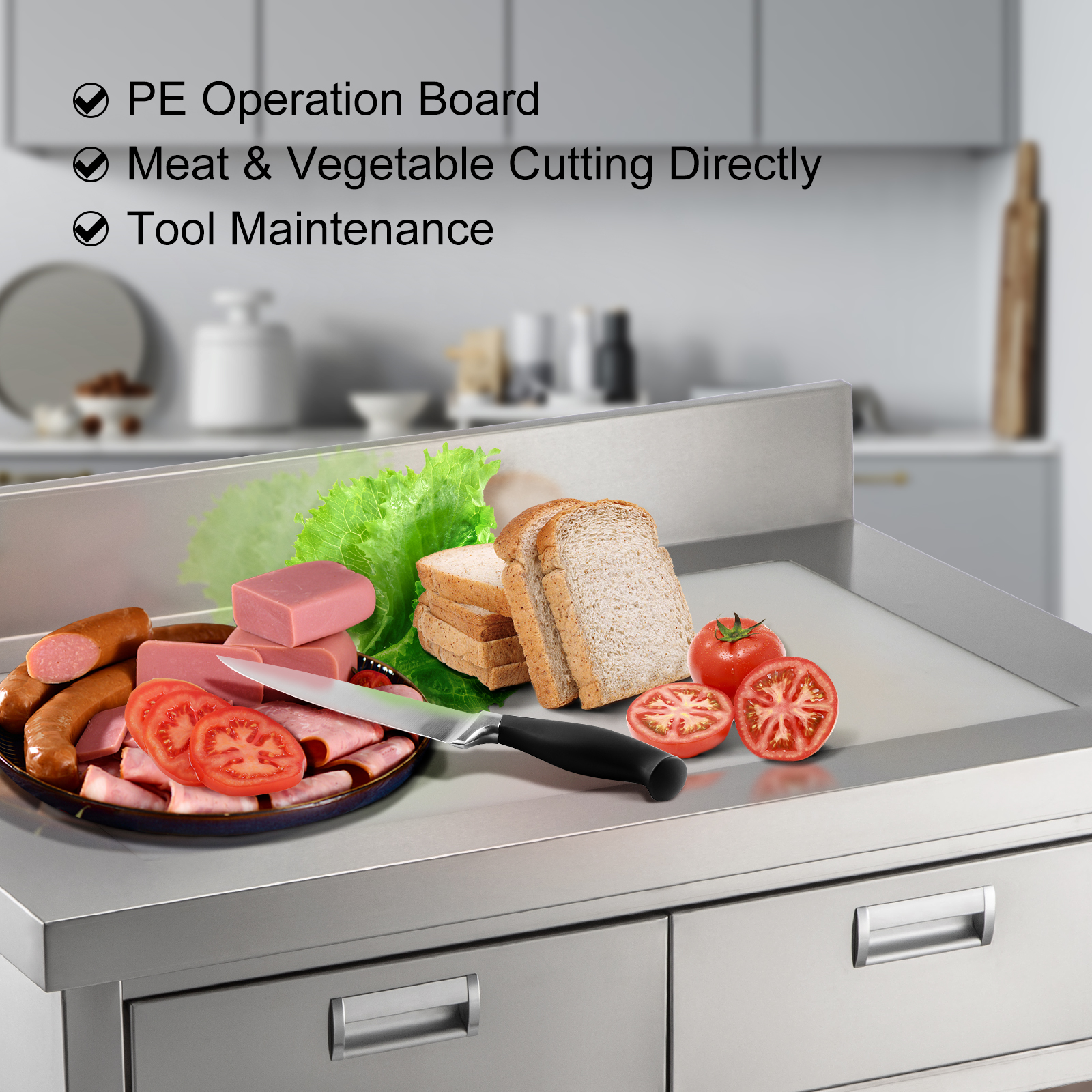 VEVOR VEVOR Stainless Steel Kitchen Benches Work Bench Food Prep Table ...