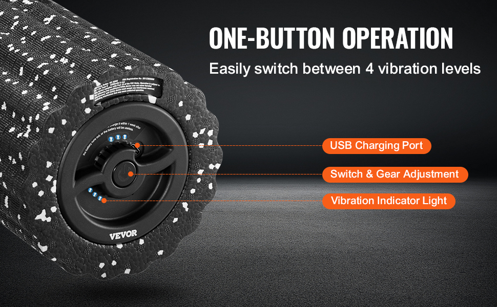 VEVOR Vibrating Foam Roller 4 Intensities Rechargeable Electric EPP ...