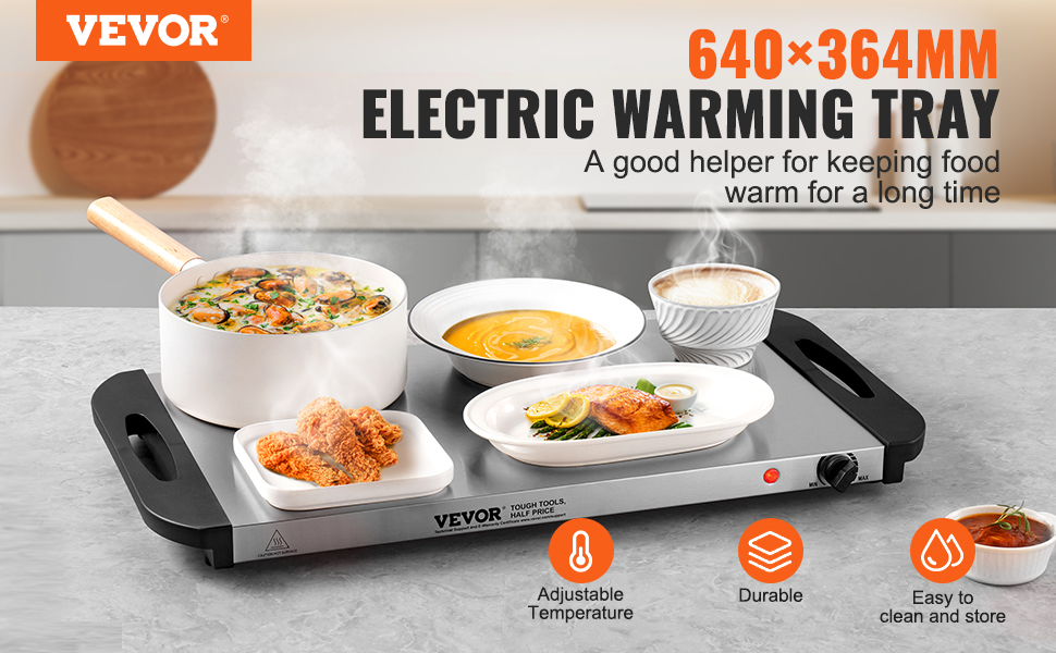 VEVOR Electric Warming Tray Buffet Food Warming w/ Temp Control Stainless Steel | VEVOR US