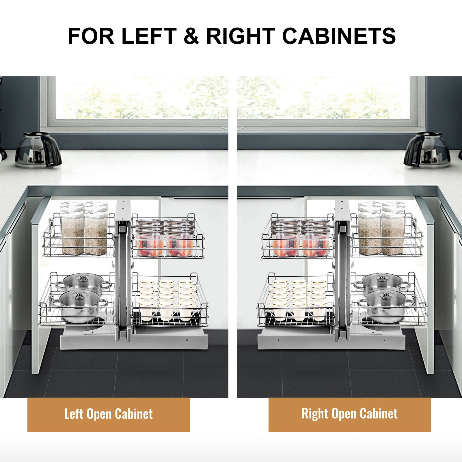 Vevor Blind Corner Cabinet Pull Out Chrome Soft Close Blind Corner 18 ...