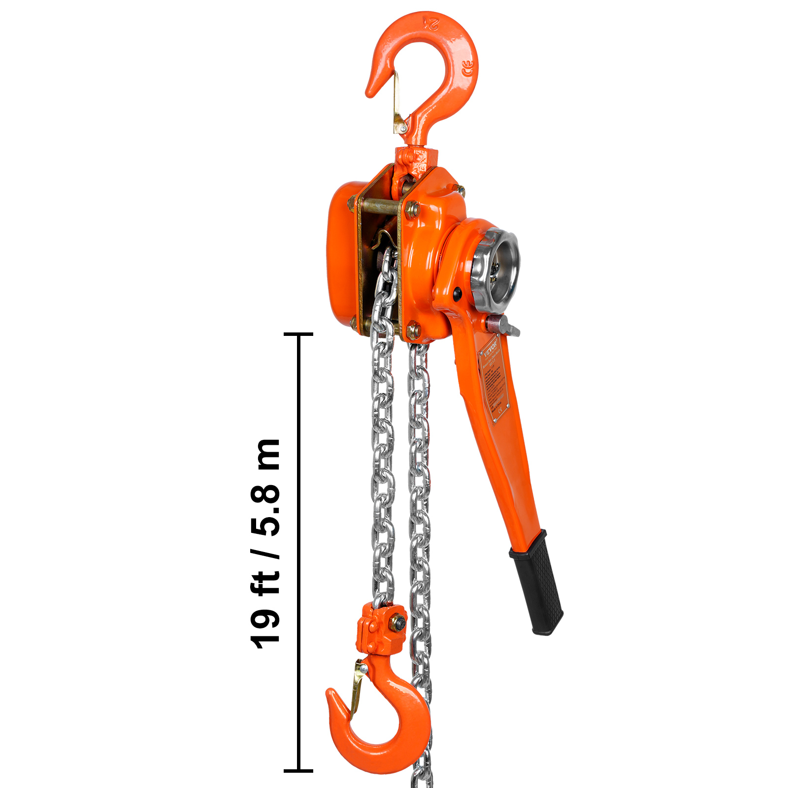 VEVOR Manual Lever Chain Hoist, 1-1/2 Ton 3300 lbs Capacity 20 FT Come ...