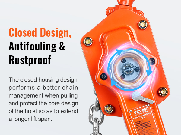 VEVOR Manual Lever Chain Hoist, 3 Ton 6600 lbs Capacity 10 FT Come ...