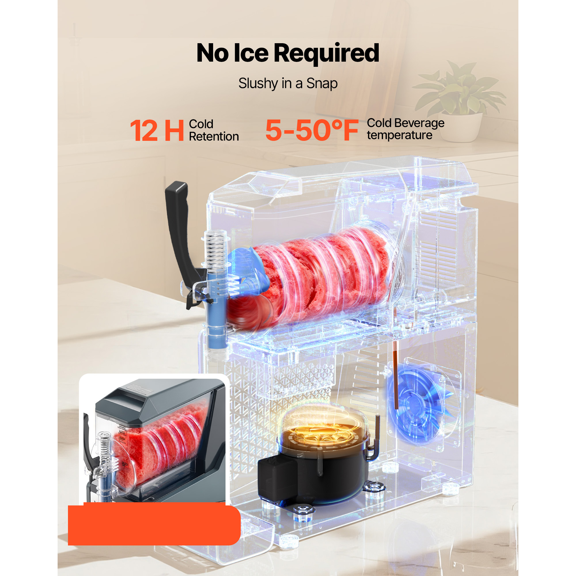 UIMOSO 4L/135OZ FROZEN Drink Machine with Single Tank, No Ice Required ...