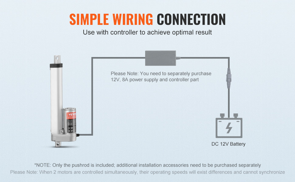 VEVOR Linear Actuator 12V, 6 Inch High Speed 0.55"/s Linear Actuator ...