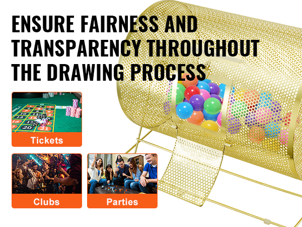 VEVOR Raffle Drum,Holds 10000 Tickets or 300 Ping Pong Balls, Metal ...