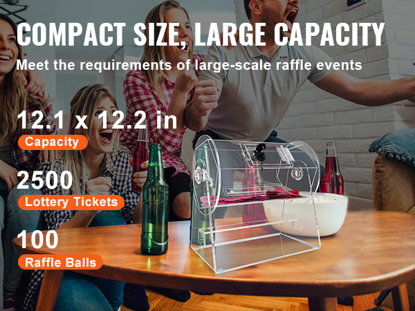 VEVOR Acrylic Raffle Drum, Professional Raffle Ticket Spinning Cage ...