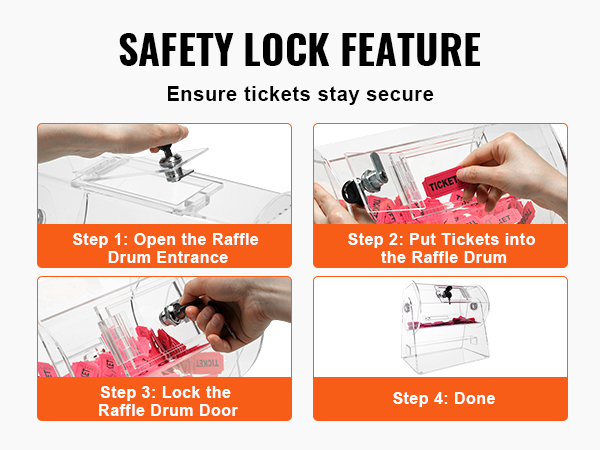 VEVOR Acrylic Raffle Drum, Holds 2500 Tickets or 100 Raffle Balls ...