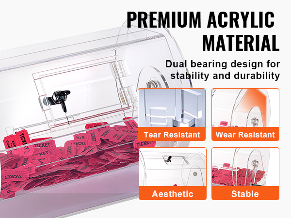 VEVOR Acrylic Raffle Drum, Holds 10000 Tickets or 300 Raffle Balls ...