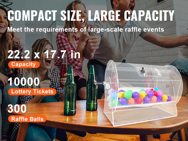 VEVOR Acrylic Raffle Drum,Professional Raffle Ticket Spinning Cage with ...