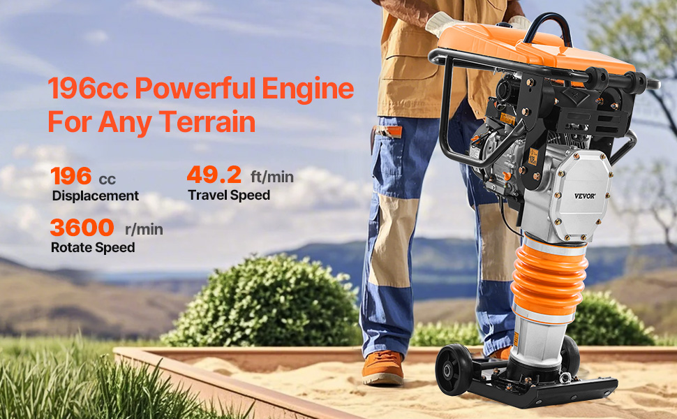 6.5 HP 196 cc Fuel Power Jumping Jack Vibratory Rammer Tamper Compactor ...