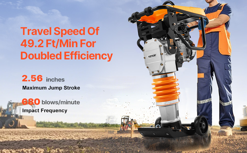 6.5 HP 196 cc Fuel Power Jumping Jack Vibratory Rammer Tamper Compactor ...