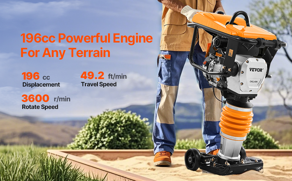 6.5 HP 196 cc Four-Spring Jumping Jack Vibratory Rammer Tamper ...