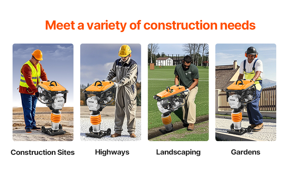 6.5 HP 196 cc Four-Spring Jumping Jack Vibratory Rammer Tamper ...