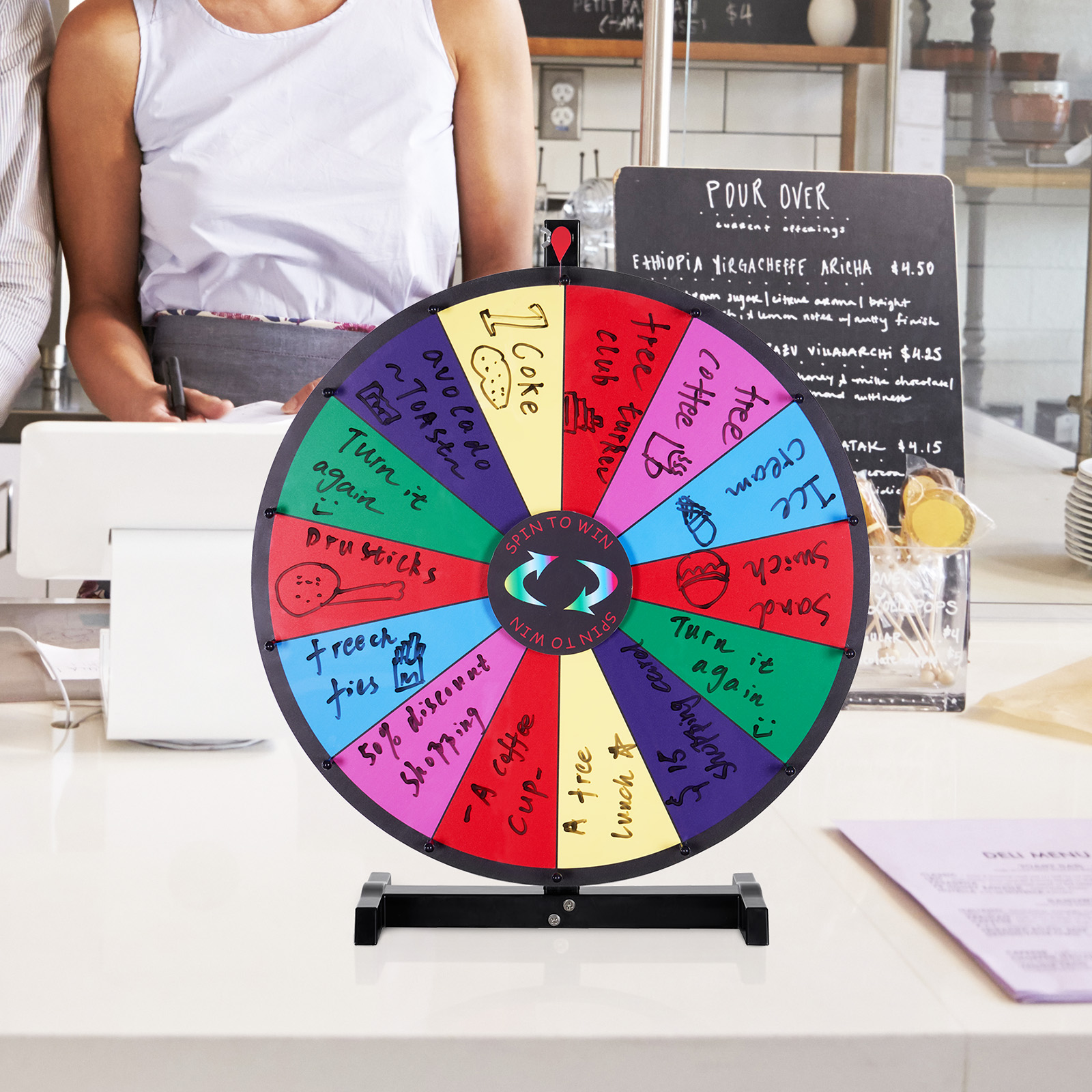 VEVOR 24/18/36" Spinning Prize Wheel 14/18 Slots Wheel Tabletop Floor ...