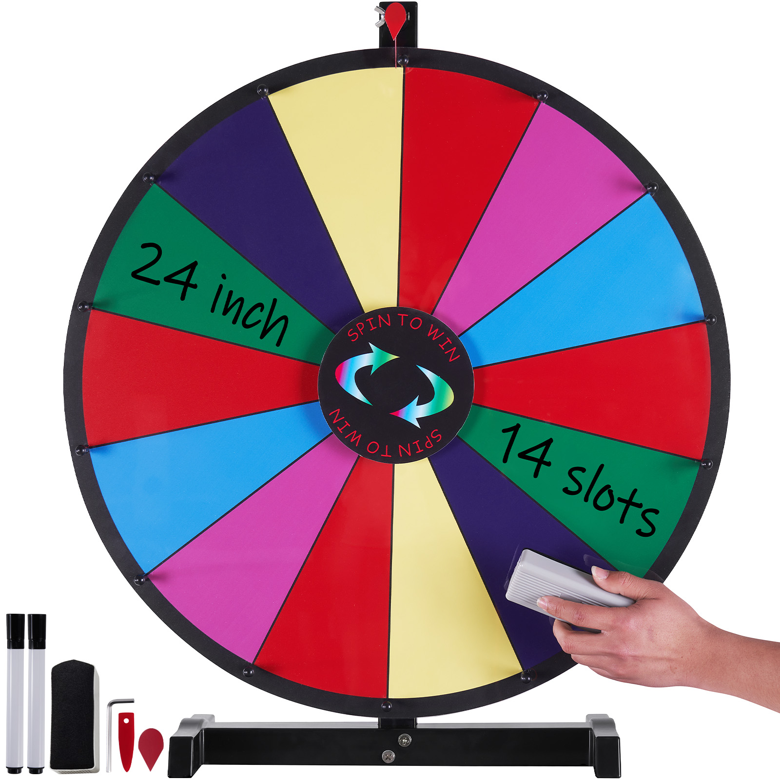 VEVOR 24/18/36" Spinning Prize Wheel 14/18 Slots Wheel Tabletop Floor ...