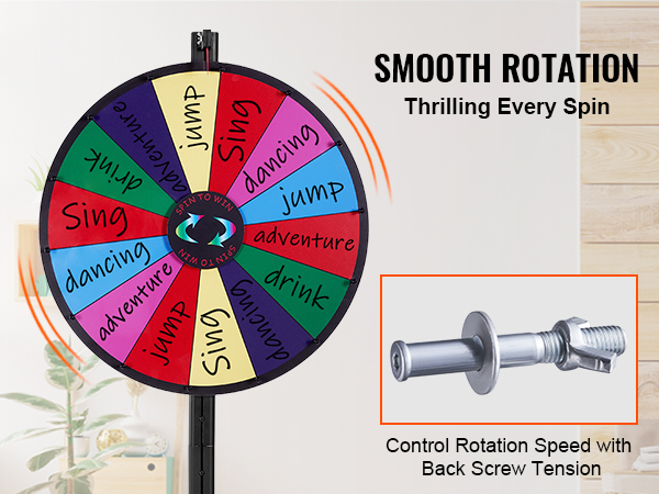 VEVOR 24 inch Spinning Prize Wheel, 14 Slots Spinning Wheel, Roulette ...