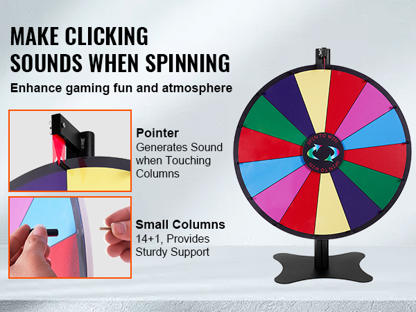 VEVOR 24 inch Spinning Prize Wheel, 14 Slots Spinning Wheel, Roulette ...