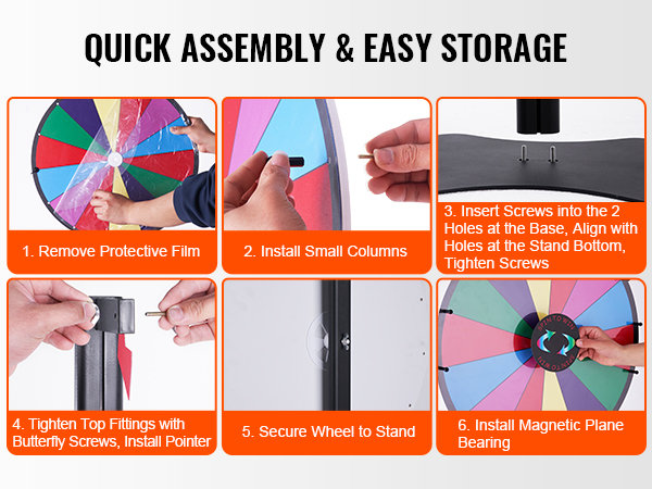 VEVOR 24 inch Spinning Prize Wheel, 14 Slots Spinning Wheel, Roulette ...