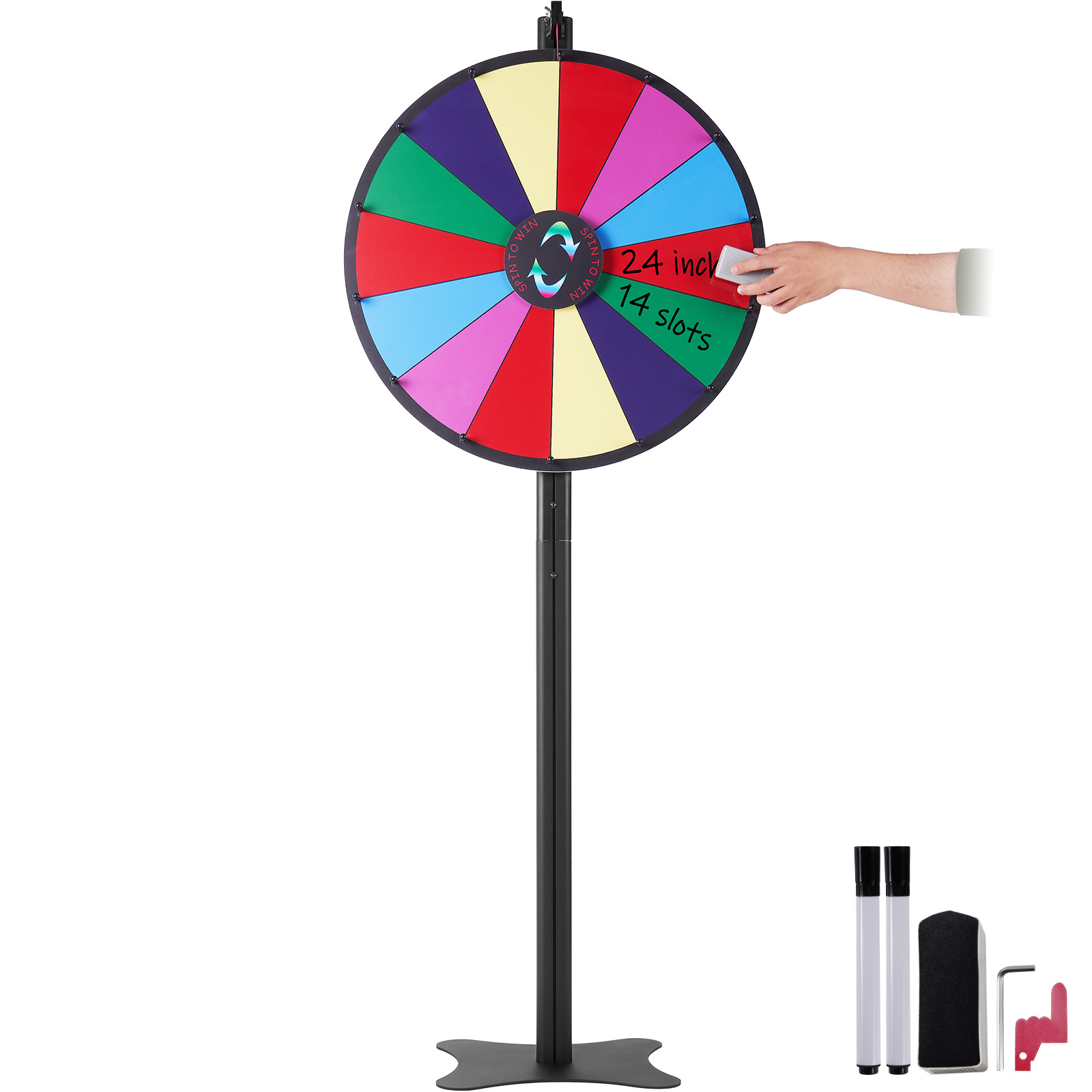 VEVOR 24/18/36" Spinning Prize Wheel 14/18 Slots Wheel Tabletop Floor ...