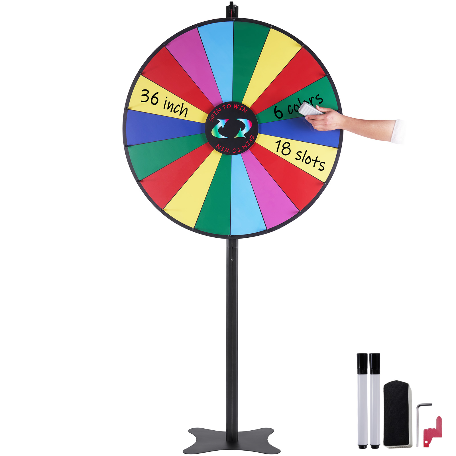 VEVOR 24/18/36" Spinning Prize Wheel 14/18 Slots Wheel Tabletop Floor ...