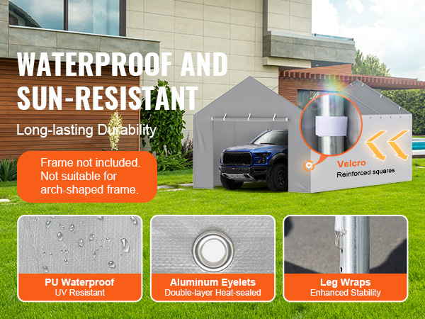 VEVOR Carport Replacement Canopy Cover Side Wall 12 x 20 ft, Garage ...