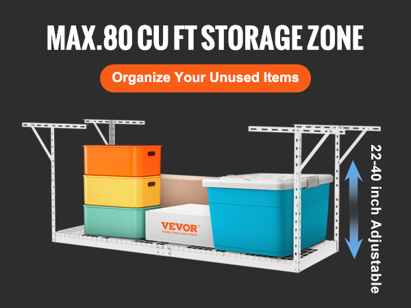 VEVOR Overhead Garage Storage Rack, 3x8 Garage Ceiling Storage Racks ...