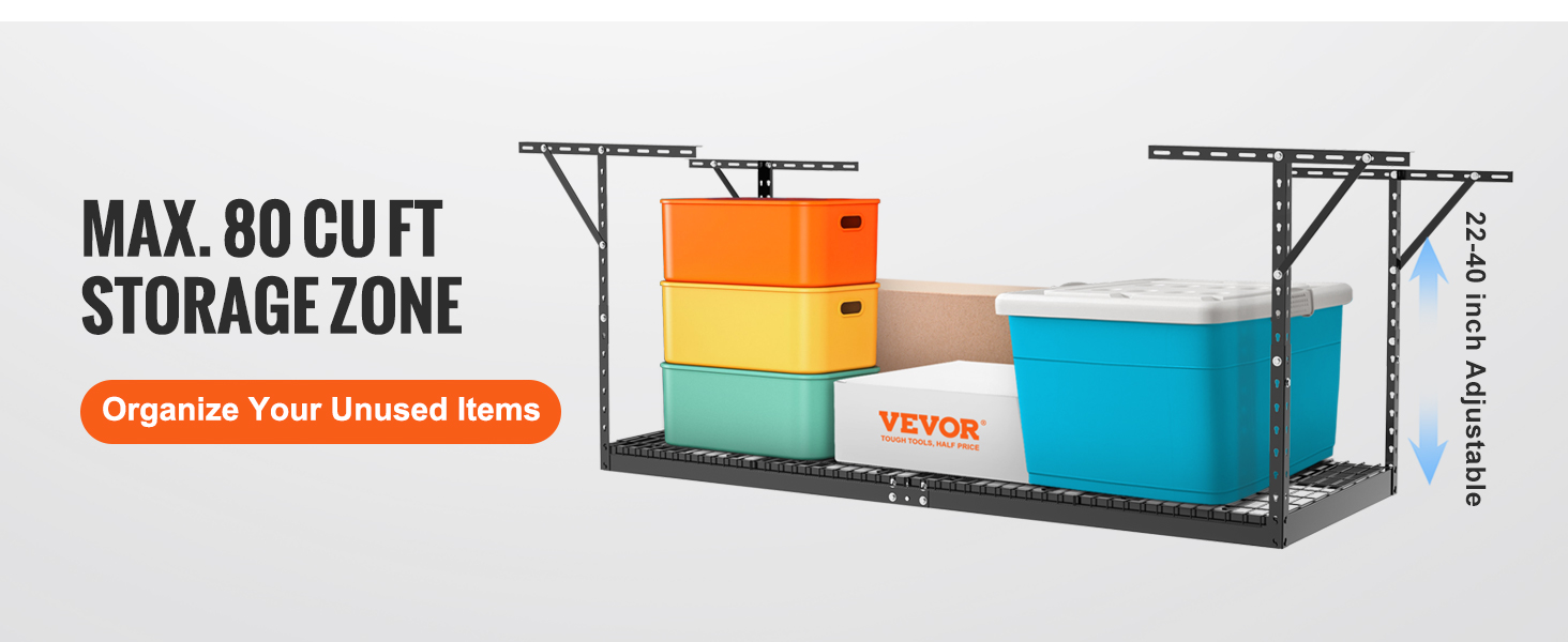 VEVOR Overhead Garage Storage Rack, 36x96 inch Garage Ceiling Storage ...