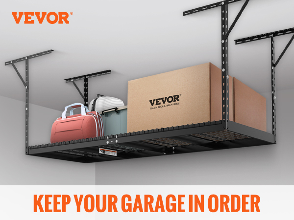 VEVOR Overhead Garage Storage Rack, 3x8 Garage Ceiling Storage Racks ...