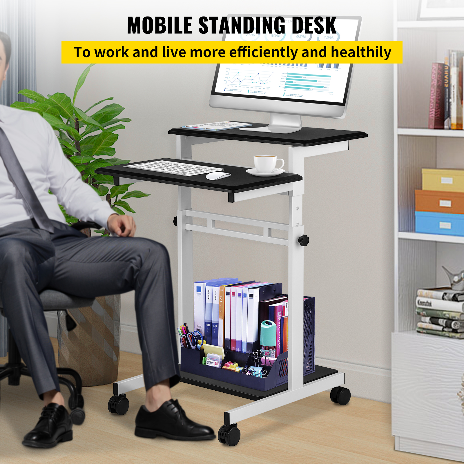 Mobile Standing Desk Height Adjustable Sit-Stand Desk Laptop Desk for ...