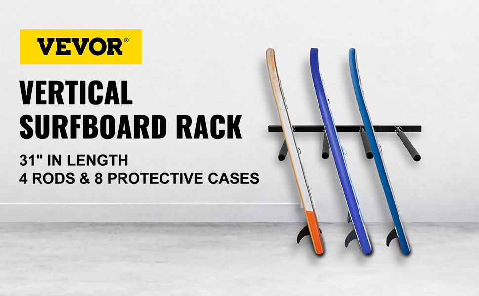 Vevor Vertical Surfboard Rack Paddle Board Storage Rack W/ 4 Rods Sup ...