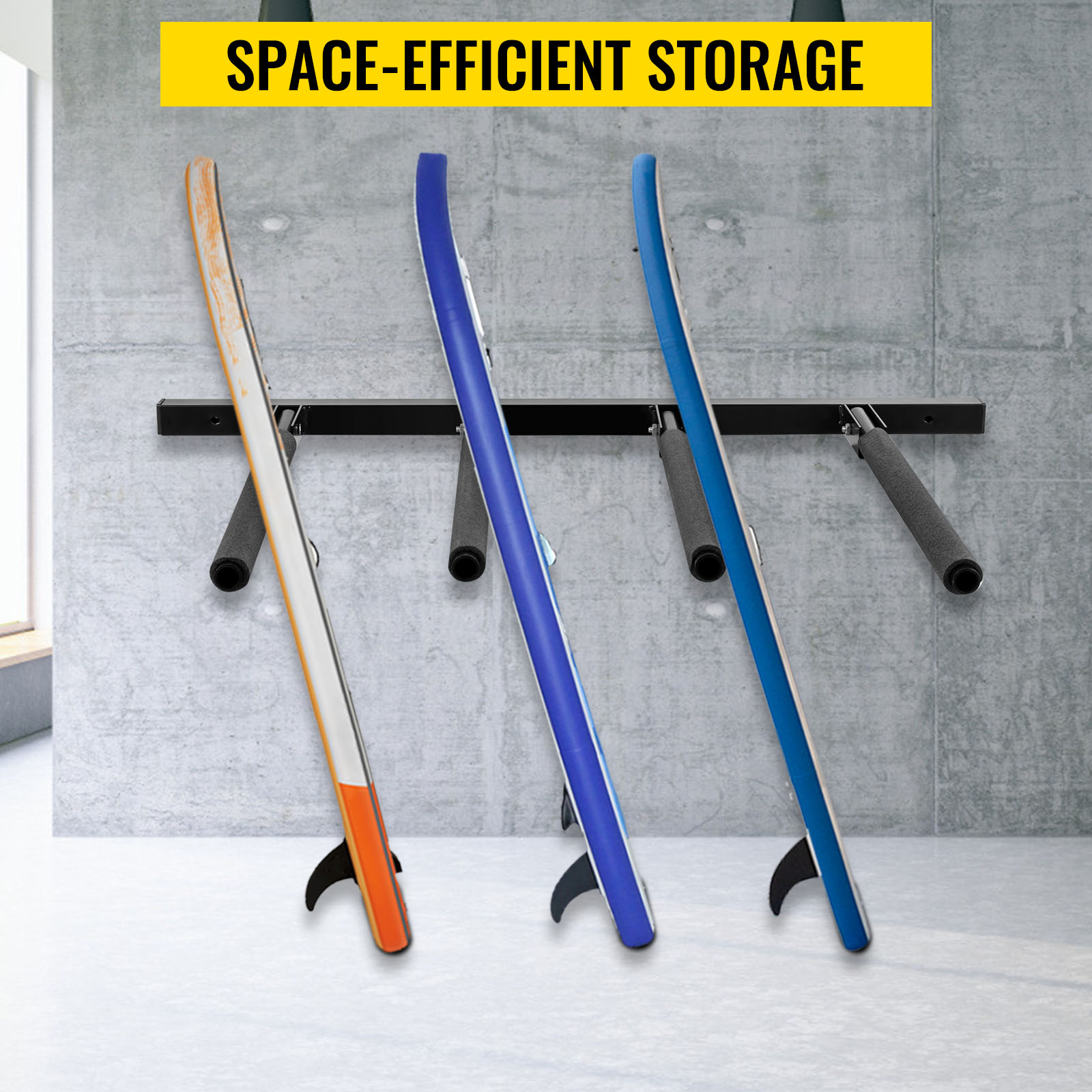 VEVOR Vertical Surfboard Rack, 4 Rods Paddle Board Storage Rack, 31 ...