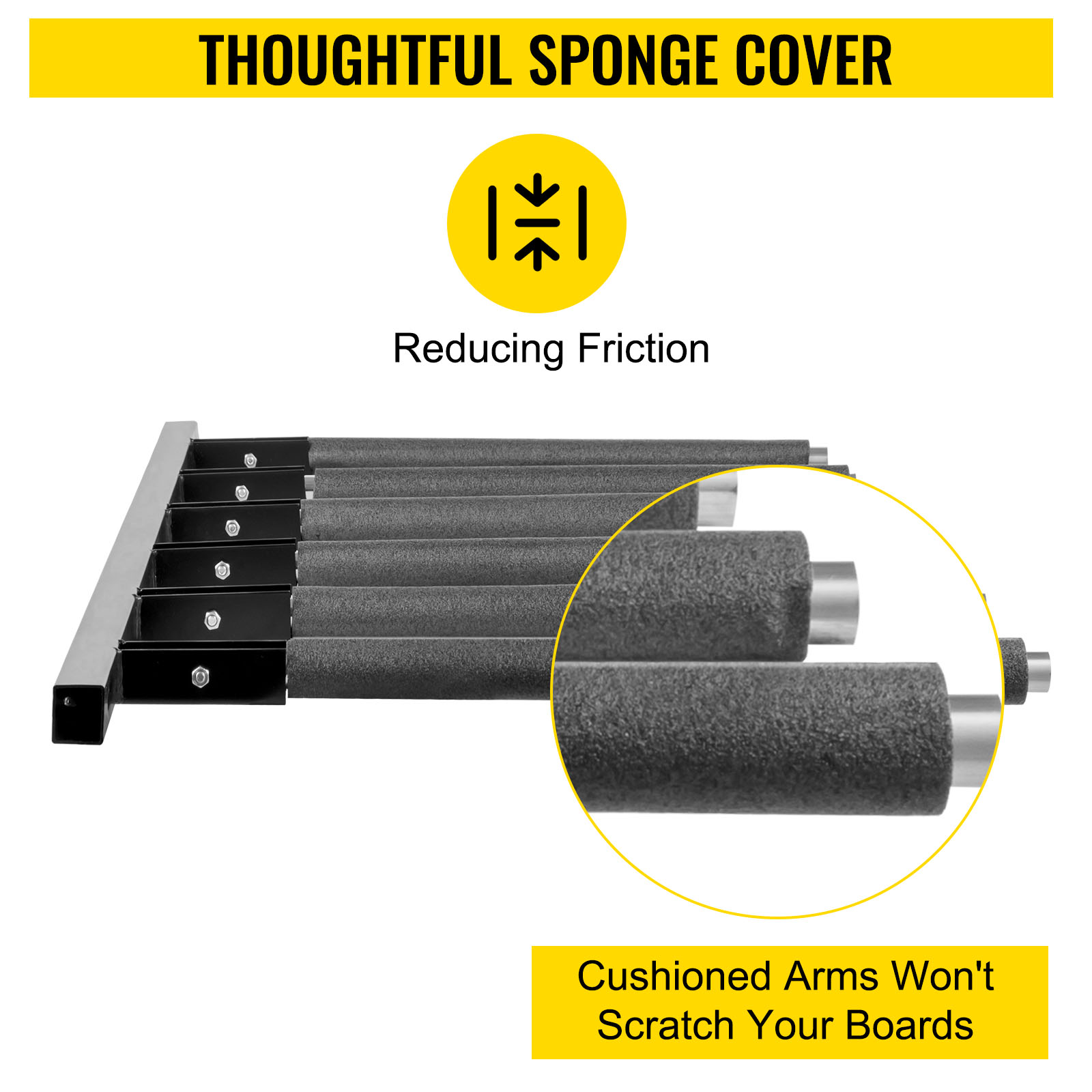 VEVOR Vertical Surfboard Rack, 6 Rods Paddle Board Storage Rack, 45 ...