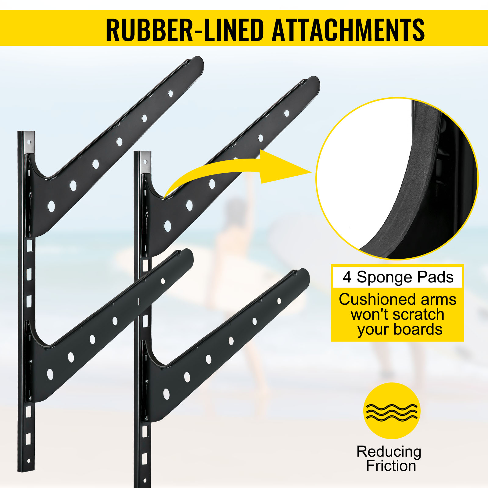 VEVOR Surfboard Rack, 2 Tiers Wakeboard Rack, 50lbs Capacity Surfboard ...