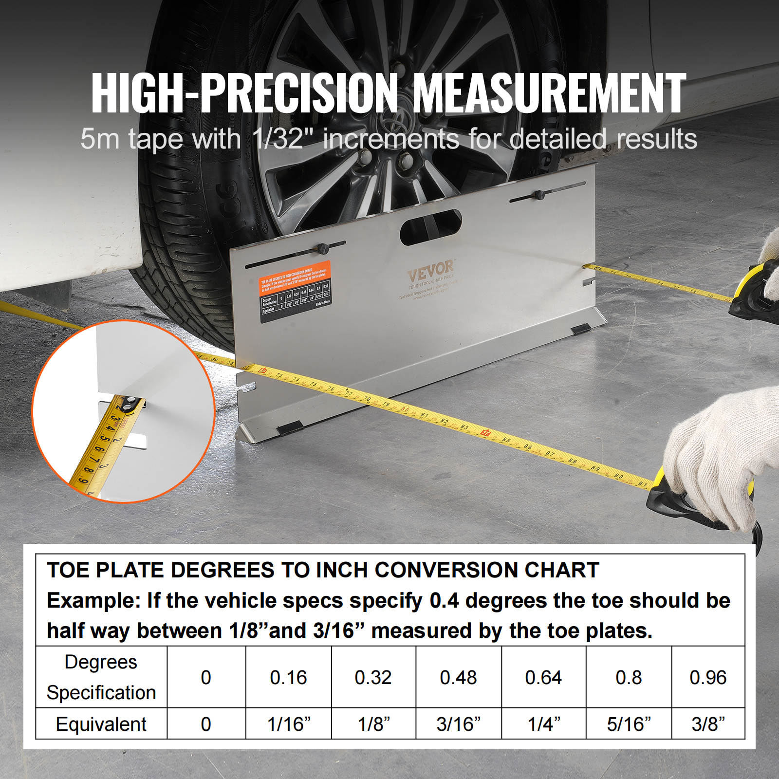 VEVOR Wheel Alignment Tool Toe Plates Accurate Measurements with 2 Tape ...