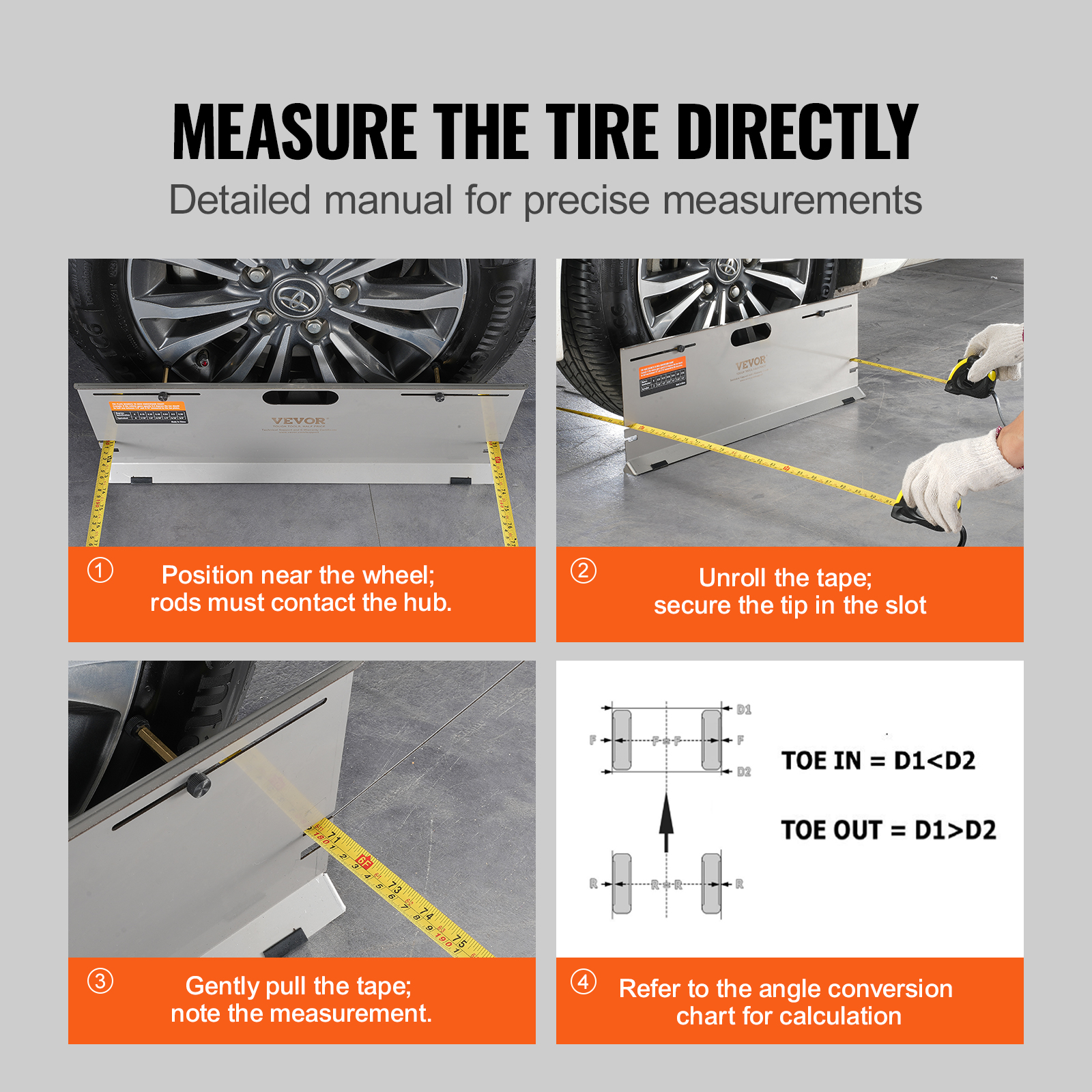 VEVOR Wheel Alignment Tool Toe Plates Accurate Measurements with 2 Tape ...