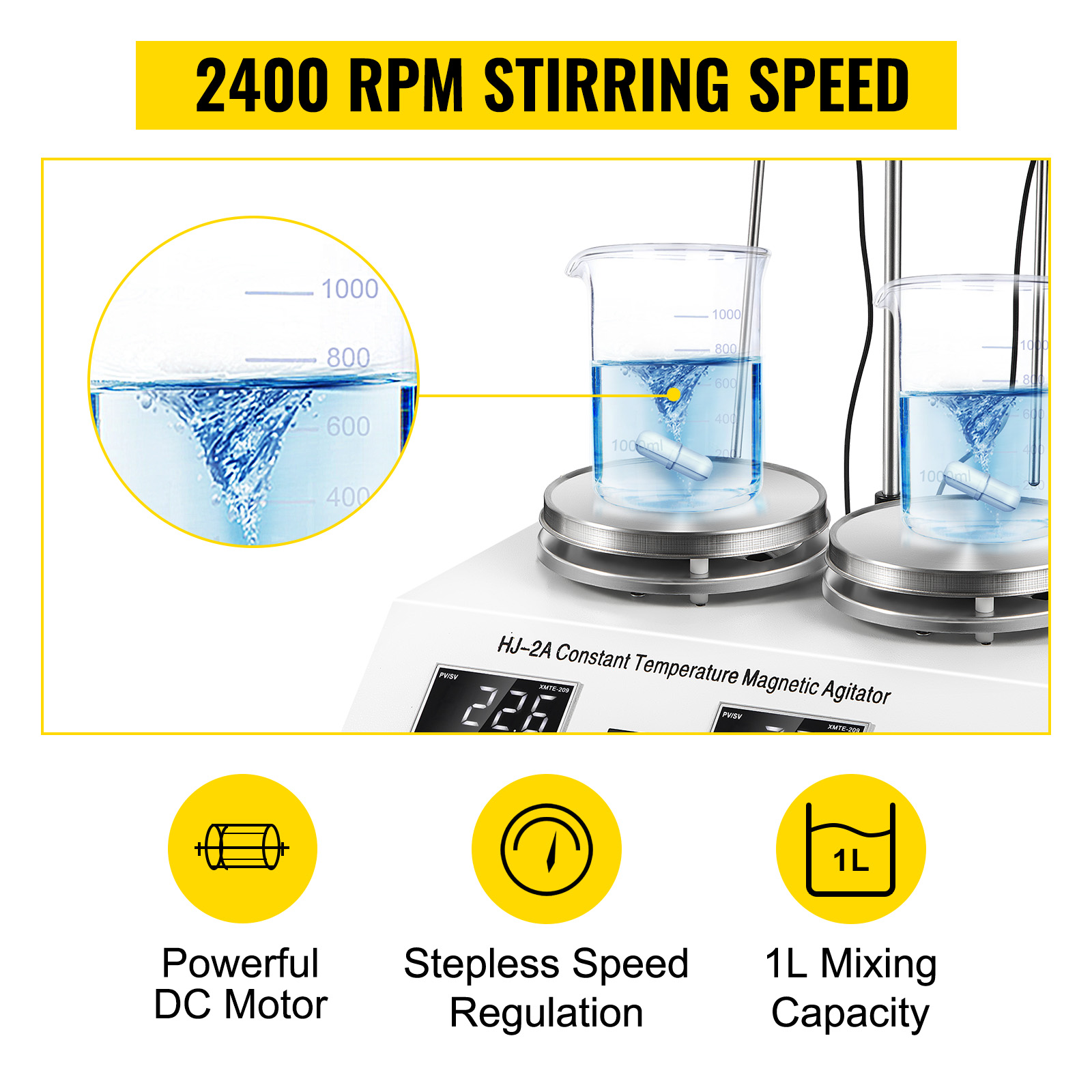 4 Units Heads Digital Thermostatic Magnetic Stirrer Hot Plate Mixer W ...