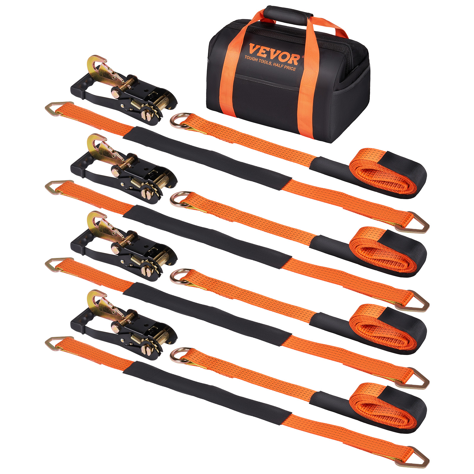 VEVOR Ratchet Tie Down Straps Kit, 2" x 120" Tire Straps, 5512 LBS ...