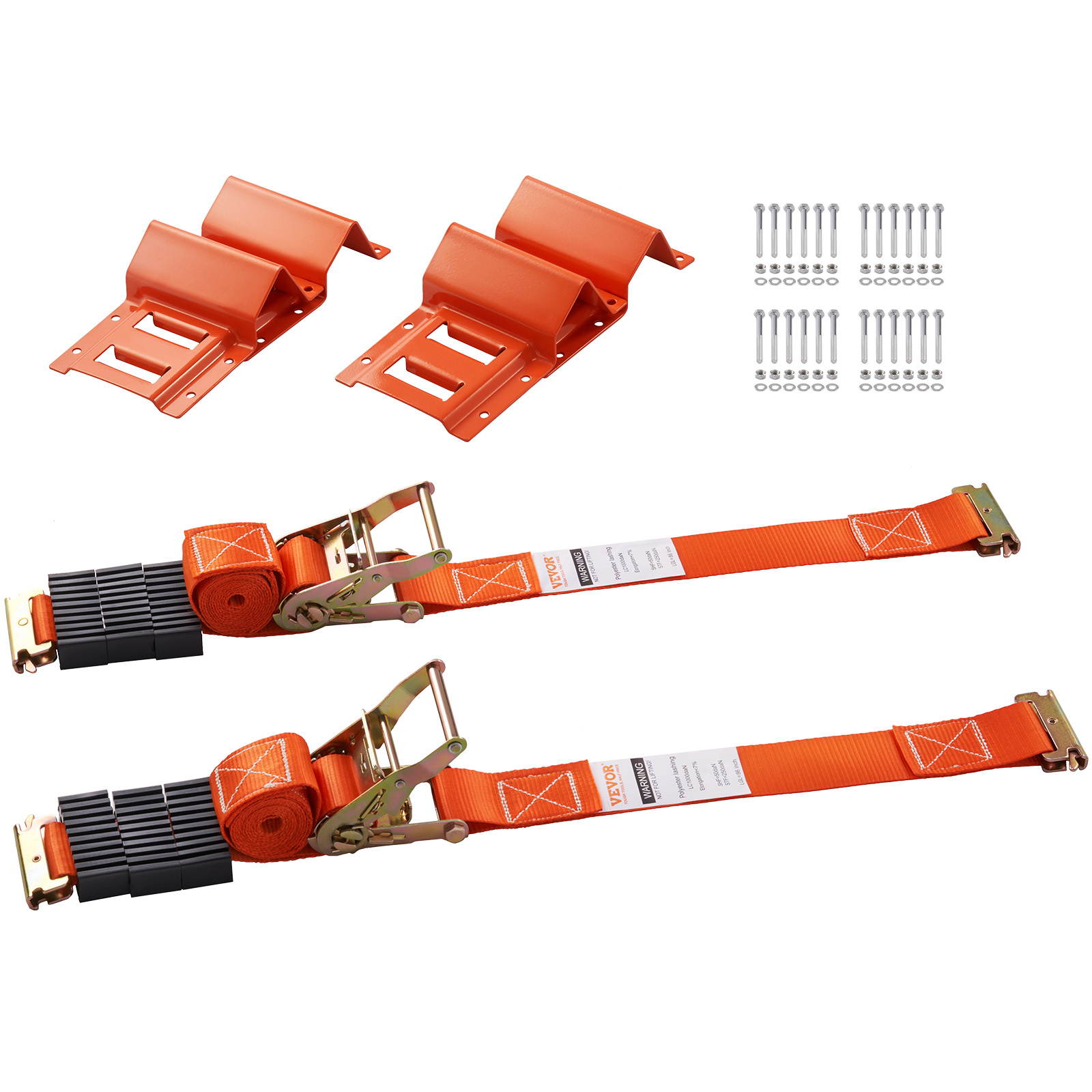VEVOR Car Tie Down Straps with Chain Anchors Ratchet/Wheel Chock/Snap ...