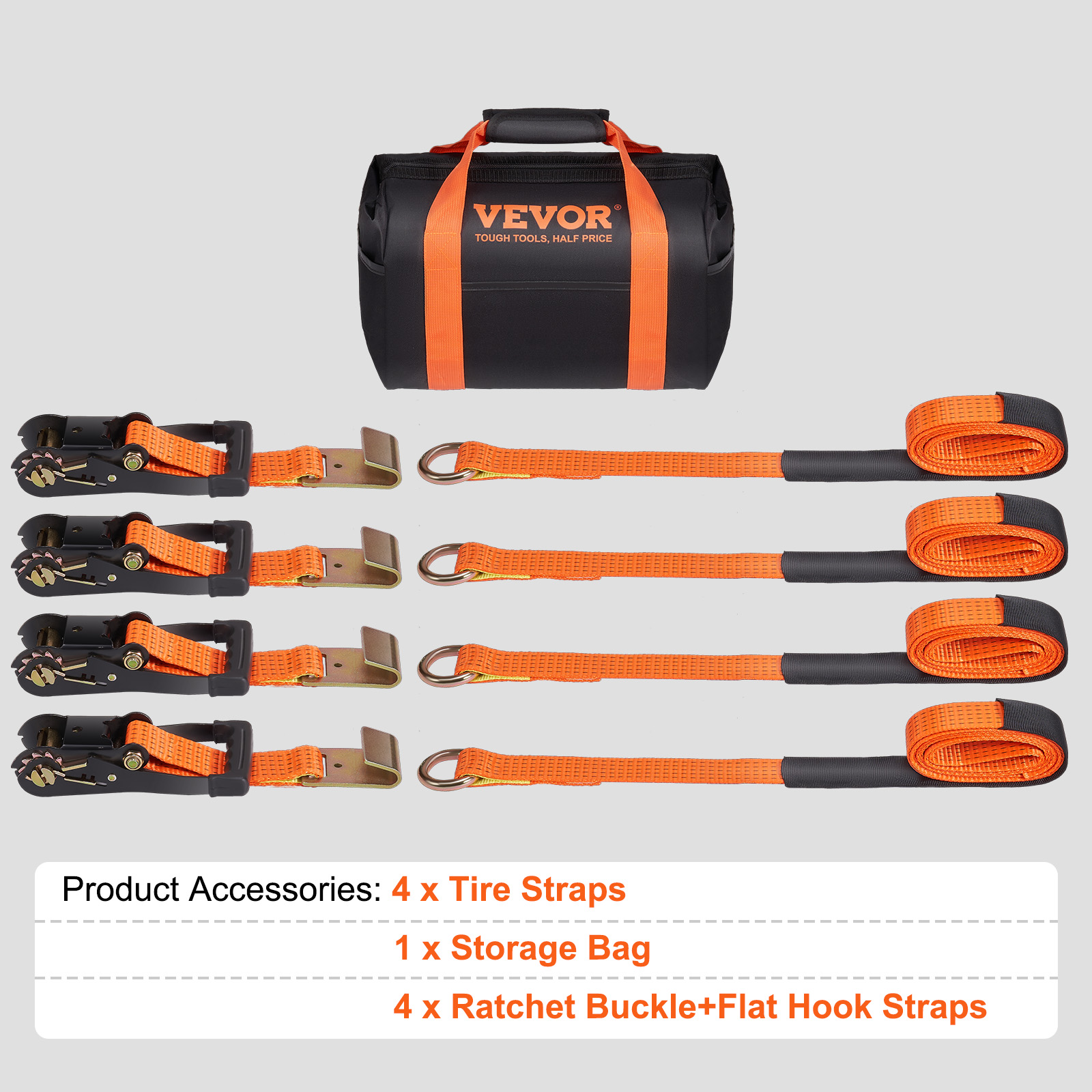 VEVOR Car Tie Down Straps with Chain Anchors Ratchet/Wheel Chock/Snap ...