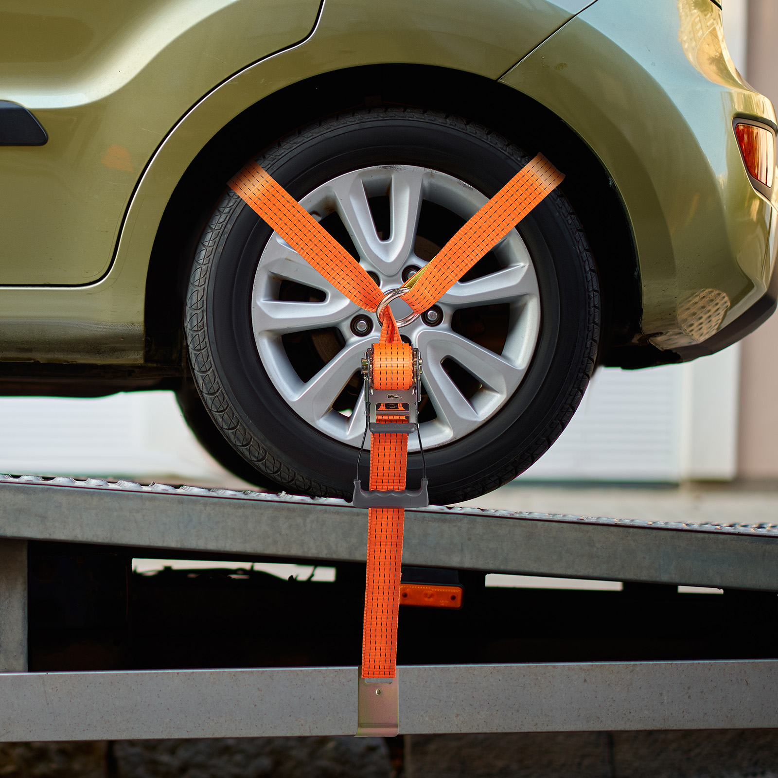 VEVOR Car Tie Down Straps with Chain Anchors Ratchet/Wheel Chock/Snap ...